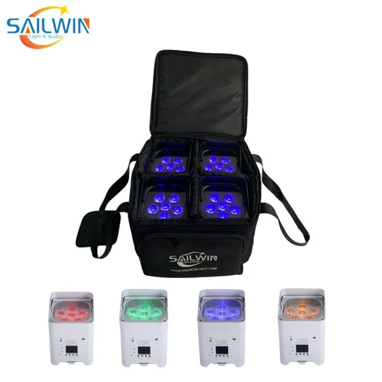 Wireless DMX LED Par Lights 4-Pack - RGBWA+UV, Battery Powered, DJ ...