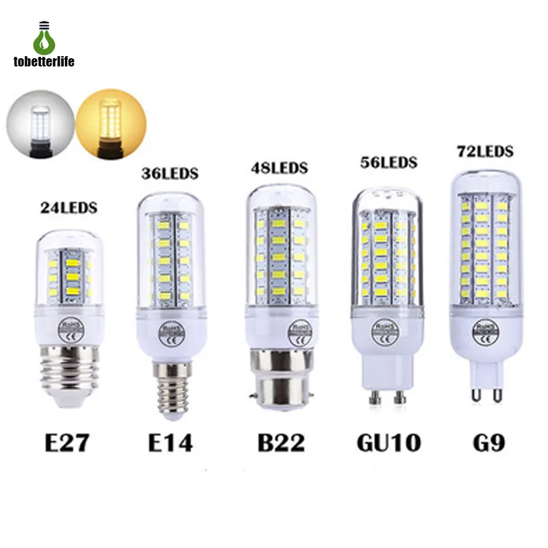 LED Corn Light Bulb: E27 E14 B22 G9 GU10 110V/220V LED Chandelier Candle Bulbs For Home Lighting ...