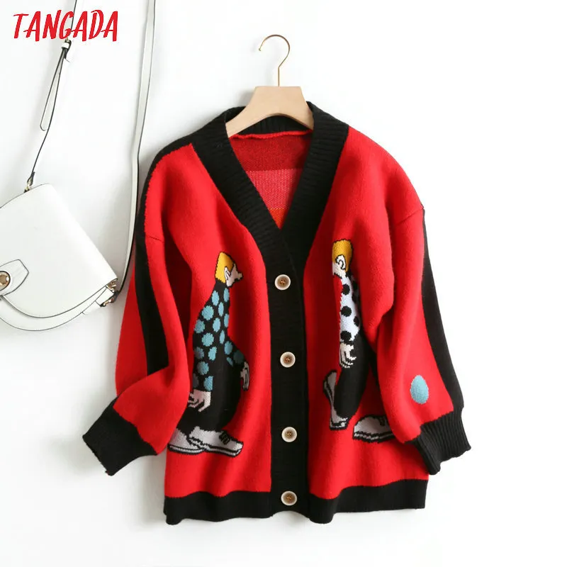 Cute Cartoon Knit Cardigan Sweater - Women's Long Sleeve Button Down ...