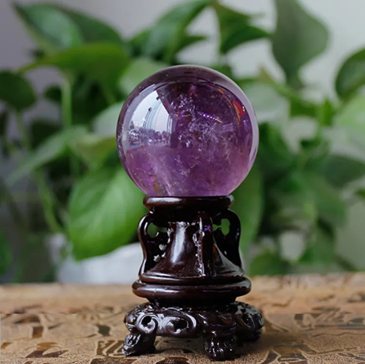 Natural Purple Crystal Quartz Amethyst Ball Ornament with Pedestal for ...