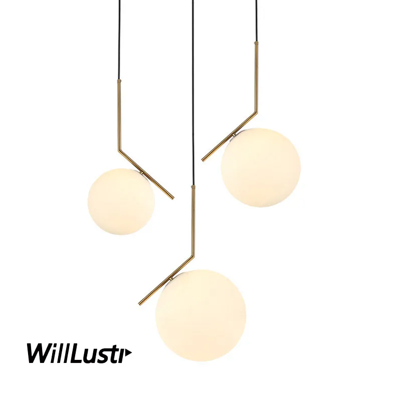 Modern Luxury White Glass Ball Frosted Globe Pendant Light With ...