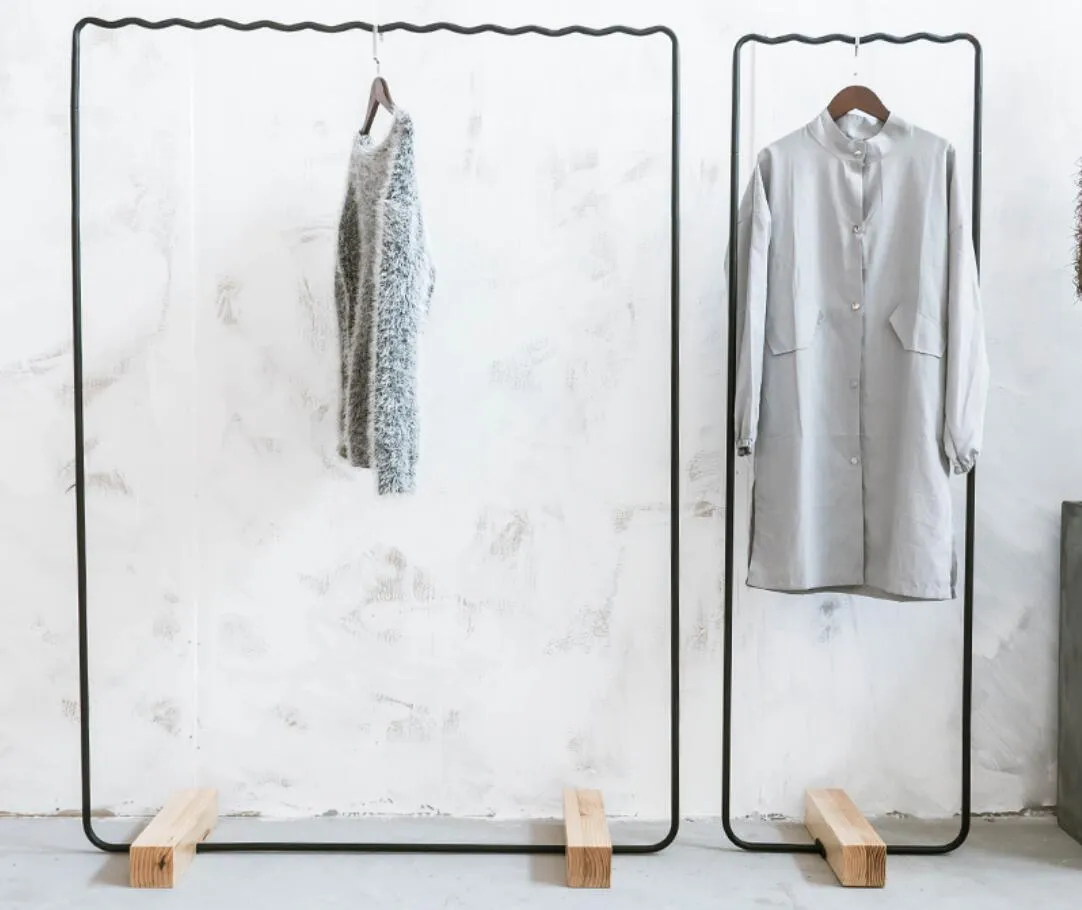 Clothes Shelf Hanger Clothes Rack: Wrought Iron Garment Rack, Double ...