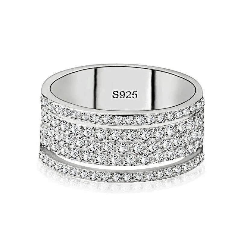 Stunning Micro Pave Diamond Promise Ring In Real 925 Sterling Silver ...