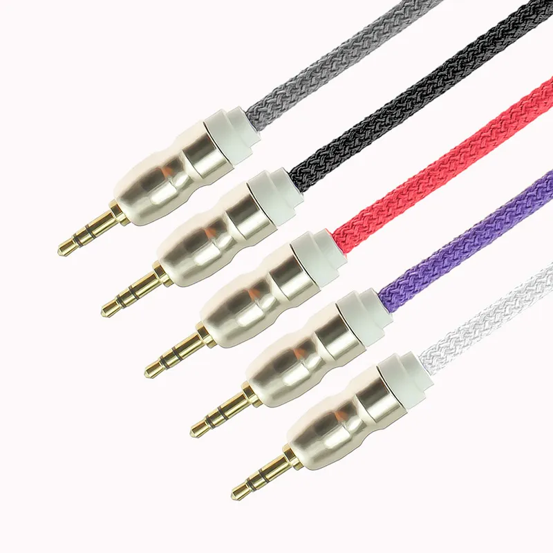 Male to Male 3.5mm Stereo Auxiliary AUX Extension Audio Cable 5FT Cloth ...