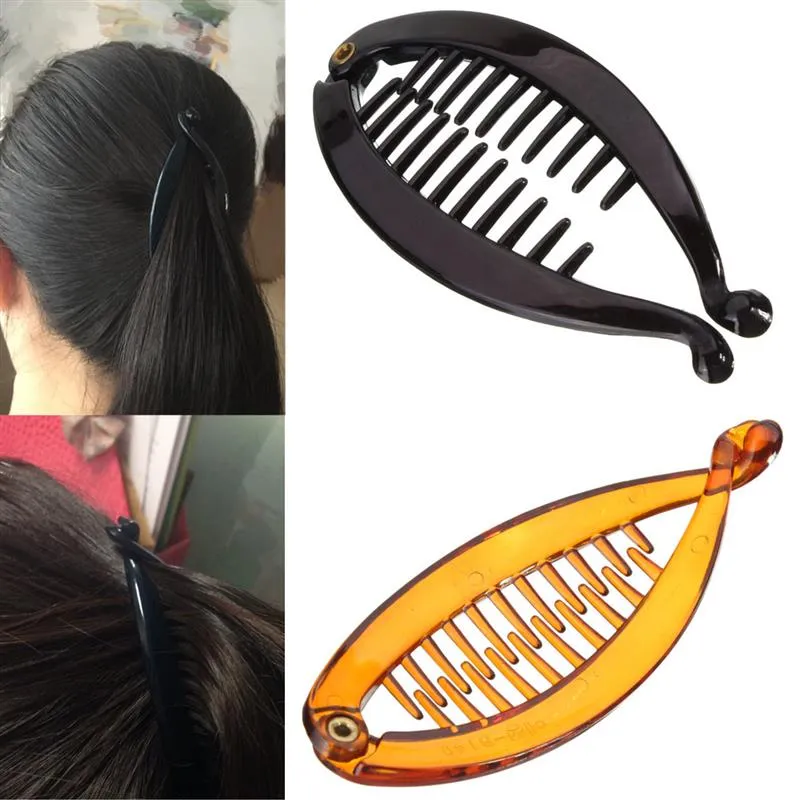 Hair Claw Clips for Women, Black & Brown Twisted Fish Tail Hairpins ...