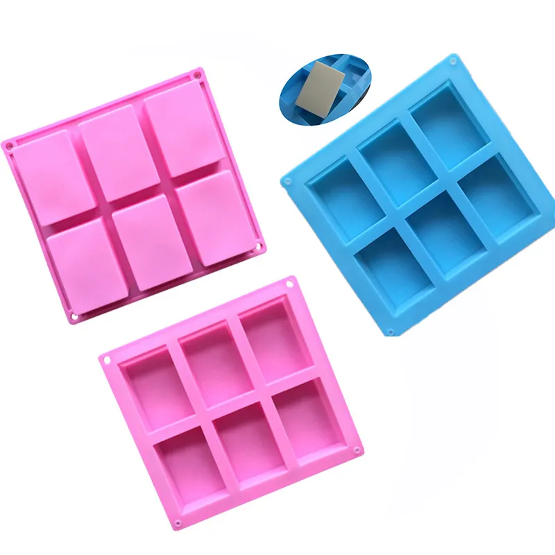 6-Cavity Rectangle Silicone Soap Mold for DIY Baking, Handmade Cake ...