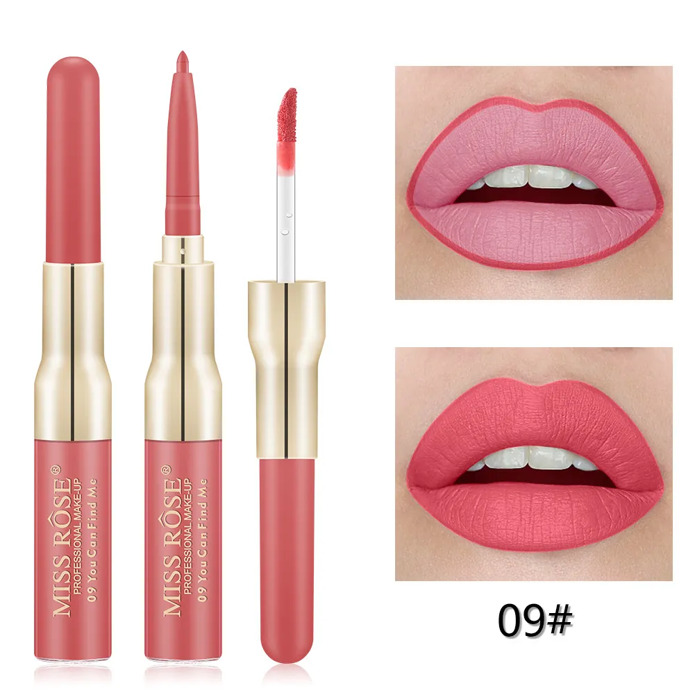 Double Head Lip Gloss Matte Waterproof Lip Liner Full Size Makeup ...