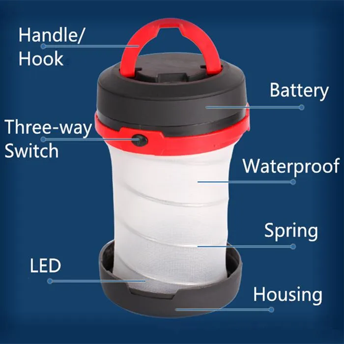 LED Camping Lantern - Portable Folding Lantern, Spring Elastic Design ...