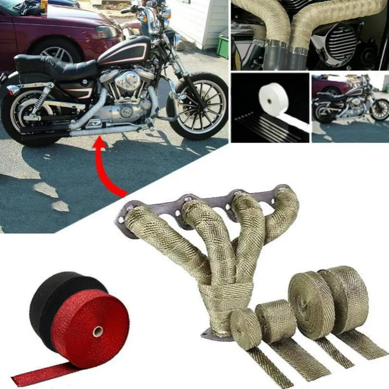 FYAUTOPER 5M Motorcycle Exhaust Tape 50 mm x 1.5 mm Glass Fiber Heat ...