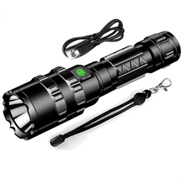 New Strong Light Flashlight Aluminum Alloy USB Rechargeable Outdoor ...