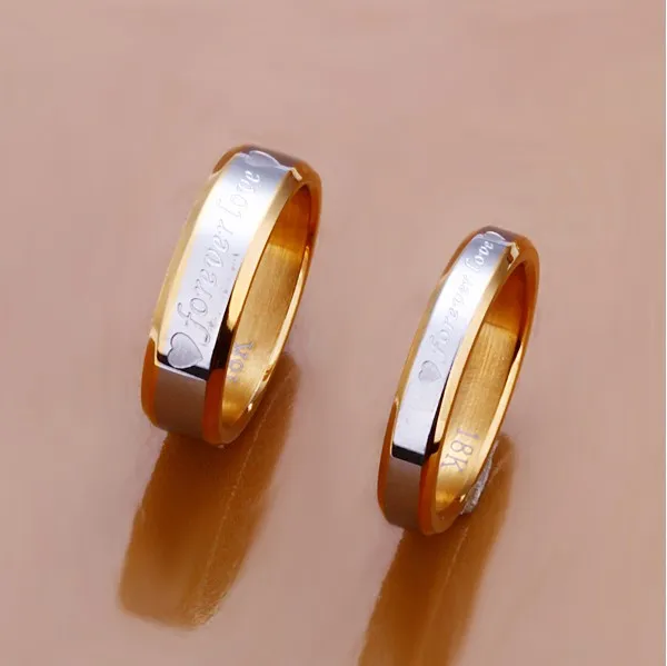 Romantic Forever Love Simple Gold Couple Rings Set 18K Gold Plated ...