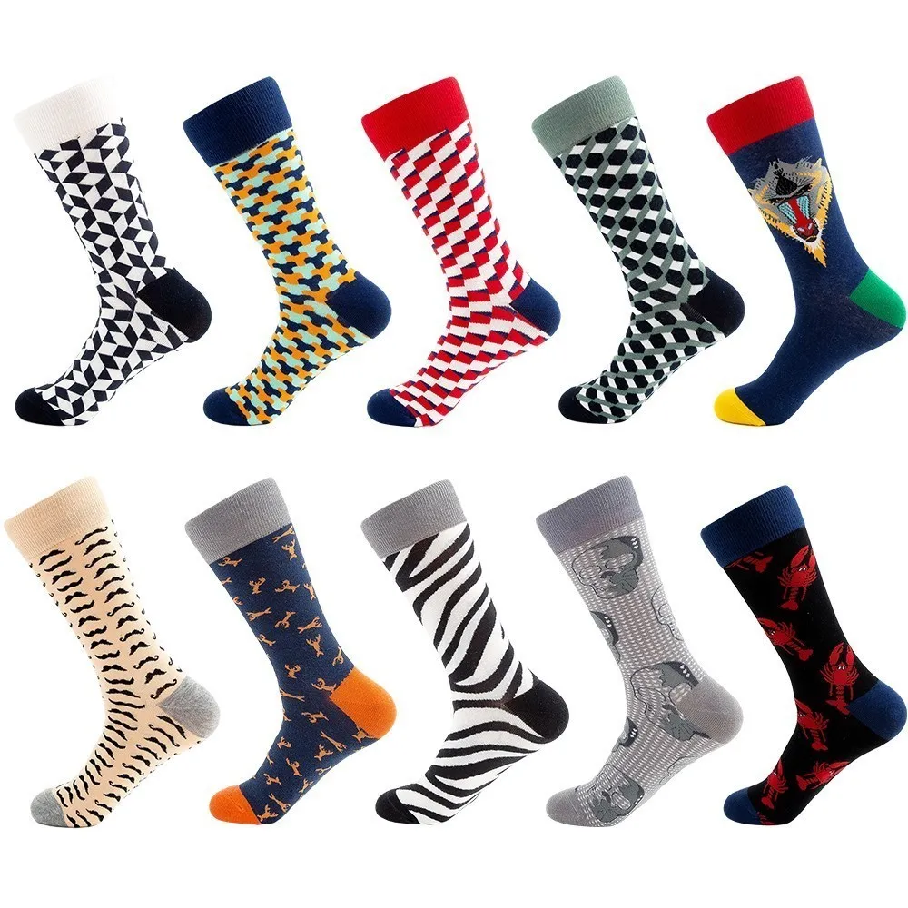 Hot Sale Casual Men Socks New Socks Fashion Design Plaid Colorful Happy Business Party Dress Cotton Socks Men From 0 81 DHgate
