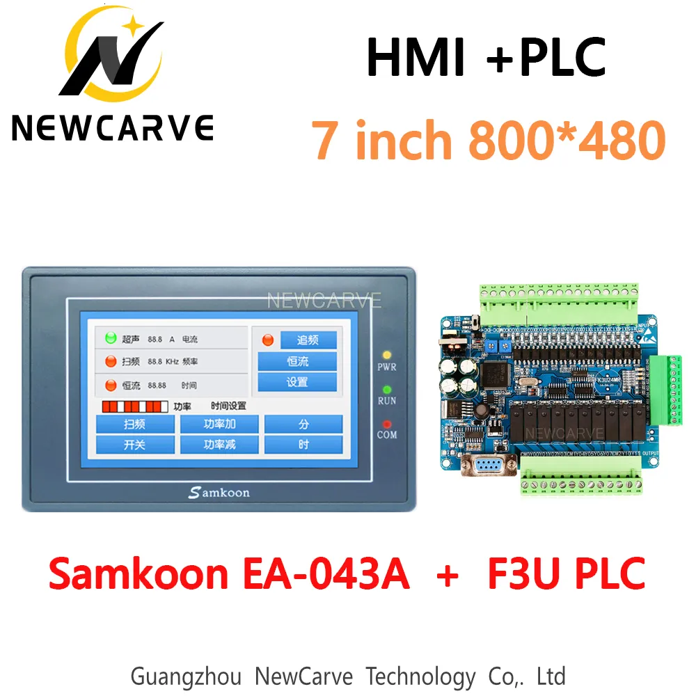 3 HMI Touch Screen & PLC Industrial Control Kit - Samkoon EA-043A, F3U Series, DB9 Cable ...