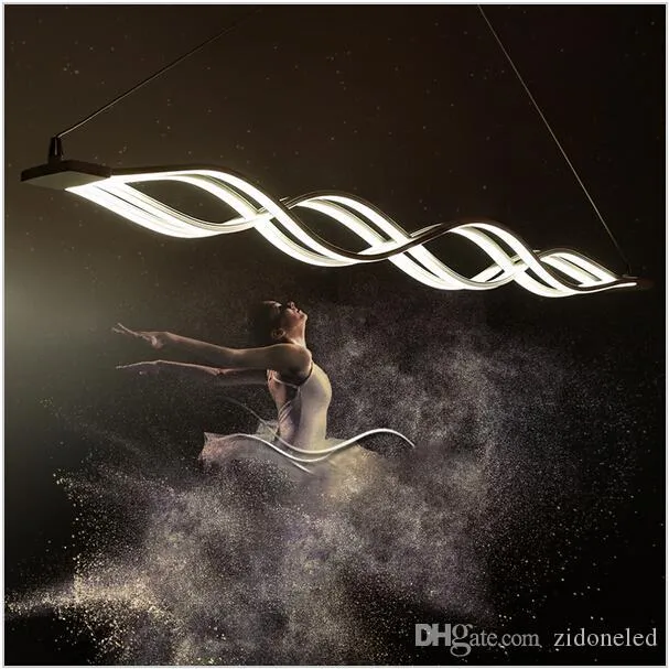 Minimalist Wave LED Chandelier 40W/80W Suspending Lamp Fixture For ...