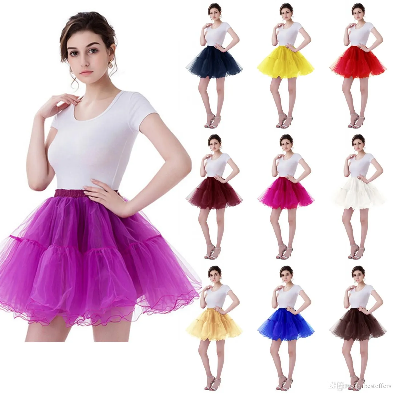 DHgate.com:White Black Rockabilly Tulle Short Wedding Bridal Petticoat ...