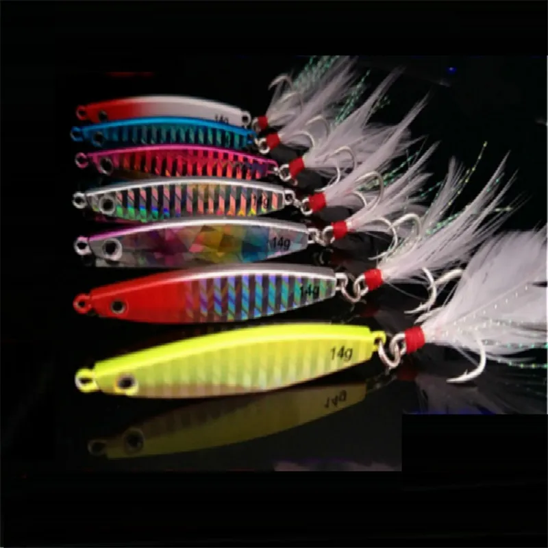 Fishing Lure Set Metal Jig Bait 21G With Feather, Realistic Wobbler ...