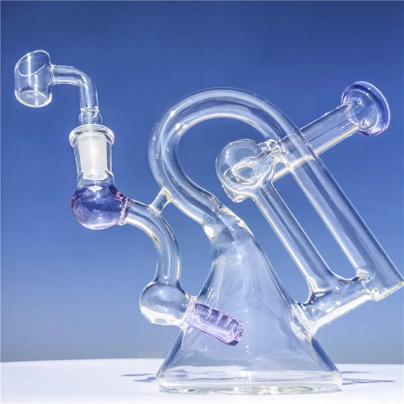 Bongs De Vidrio Púrpura Reciclador Dab Rig Vaso Grueso Bong Fumar ...