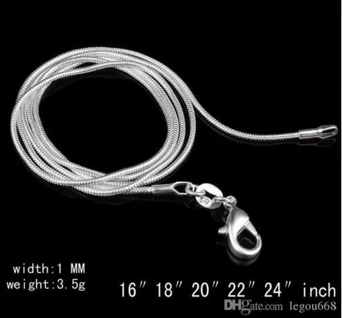 Hot 1MM Thin Top Quality 925 Stamped Silver Plated Snake Chain Jewelry ...