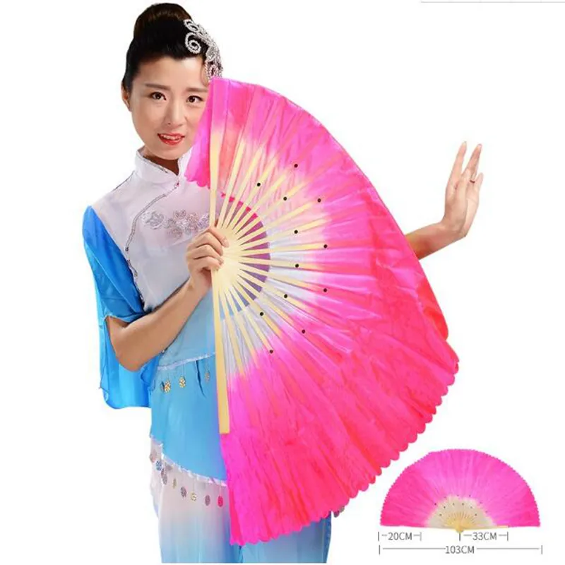 Chinese Silk Dance Fan Handmade Gradient Color Fans Belly Dancing Props ...