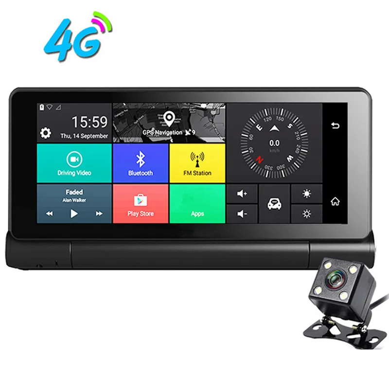 Global 4G 7 Inch 1080P Android WIFI Car DVR Bluetooth AVIN GPS ...