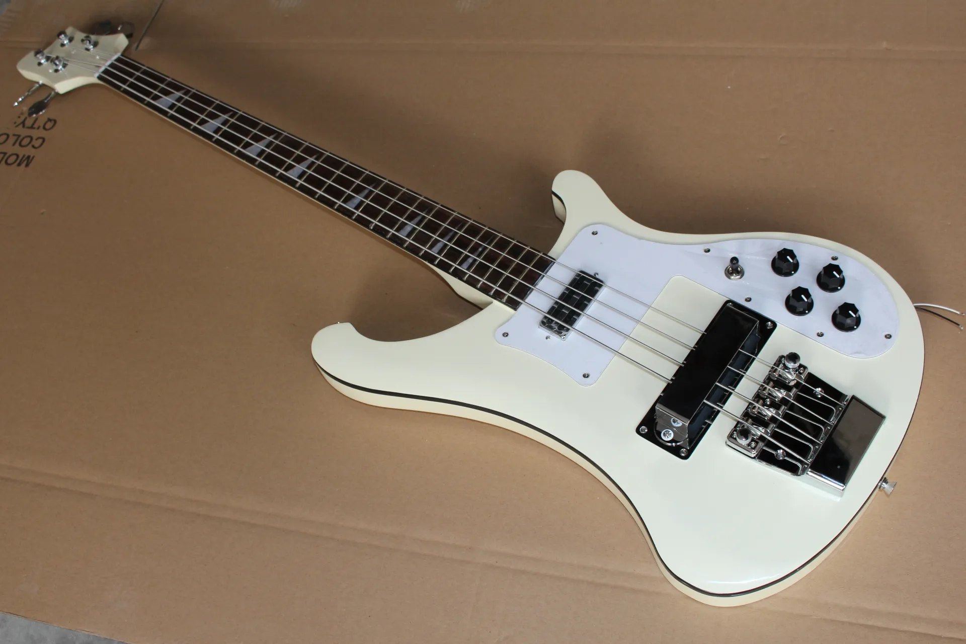 White Electric Bass Guitar With Rosewood Fretboard Triangle MOP Inlay ...