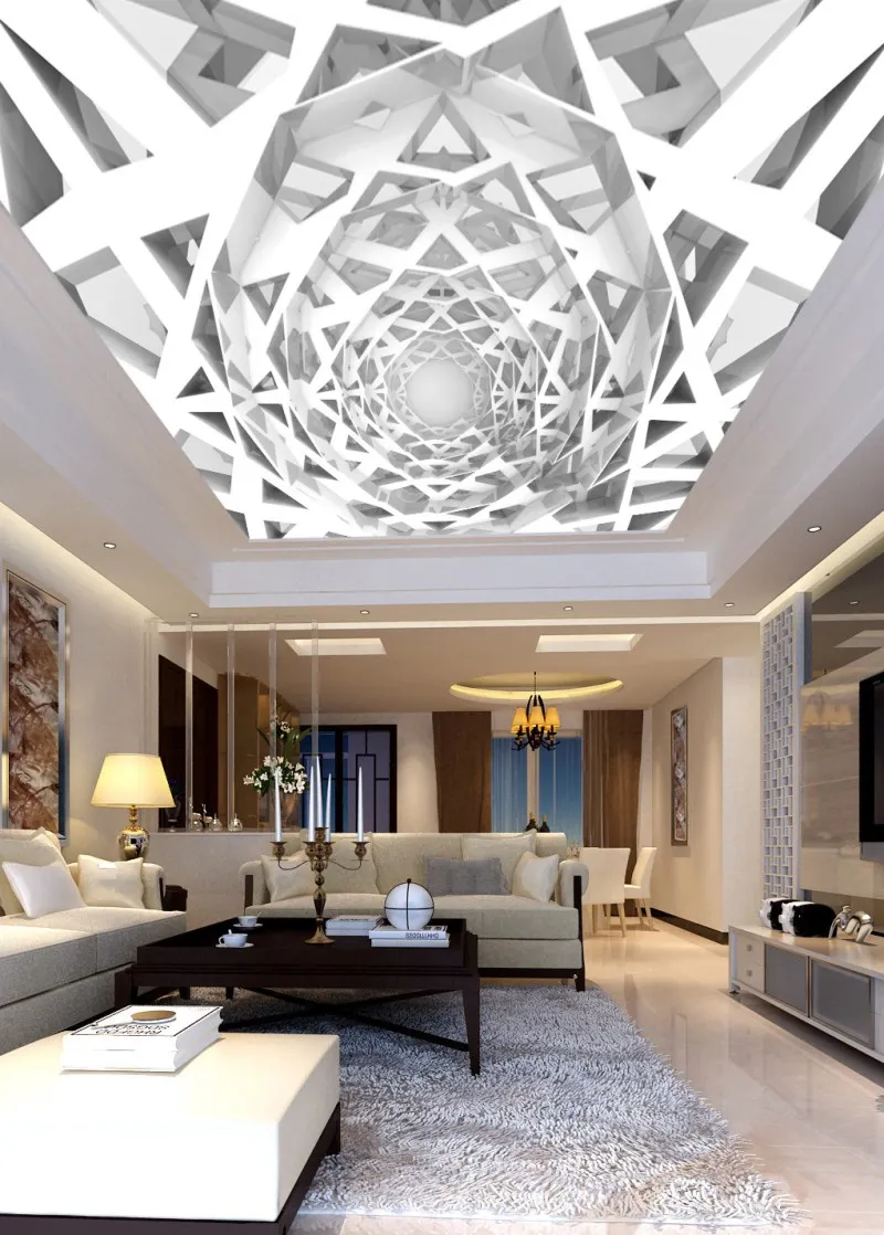 Geometric 3D Ceiling Wall Mural Ceiling Wallpaper For Walls From ...