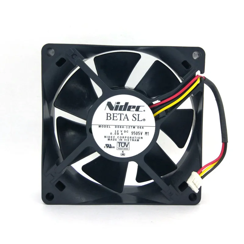 Nidec D08A-12TM 06A 80x80x25mm DC12V 0.08A Cooling Fan with Tachometer ...