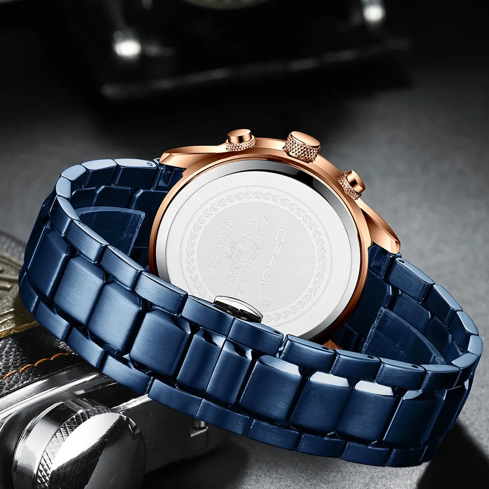 Chronos Watch Style: Blue Chronograph Wristwatch With Stainless Steel ...