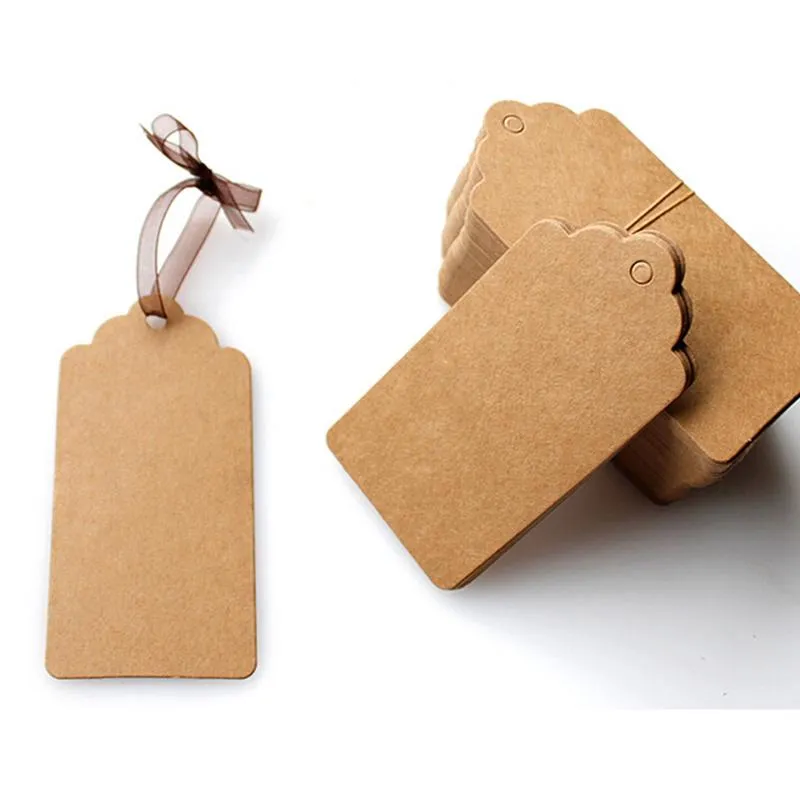 DHgate.com:Kraft Scallop Hang Tags - 100Pcs Brown Blank Price Label ...