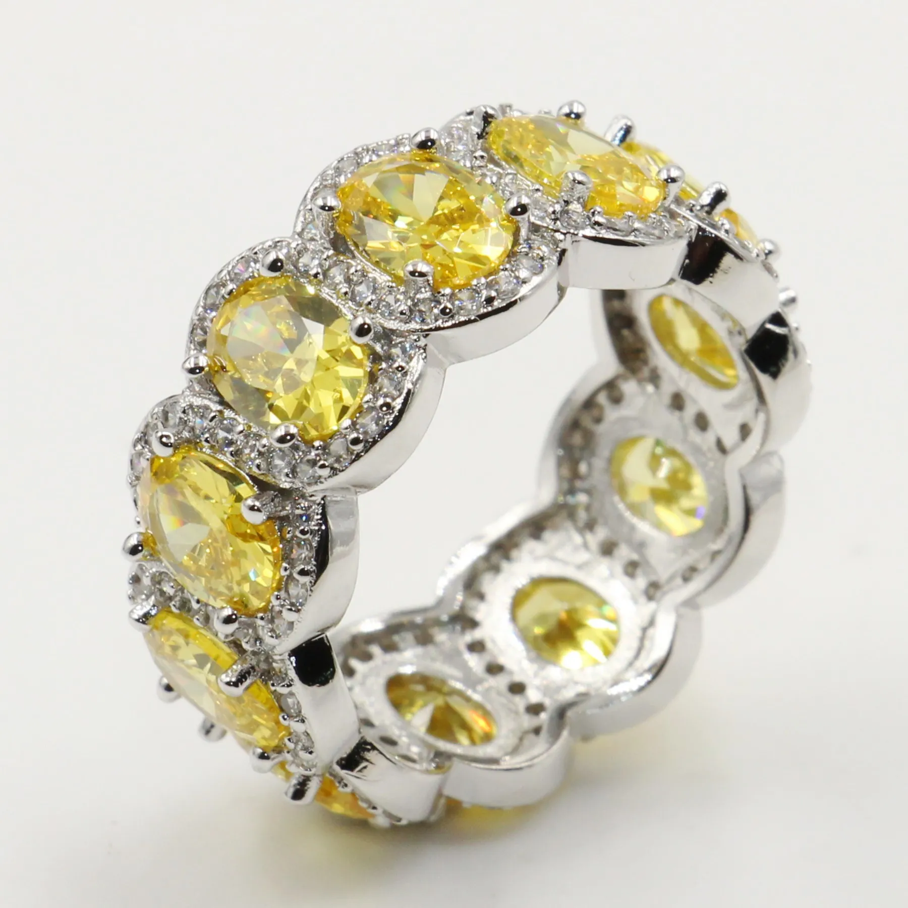 Drop Shipping New Arrival: Luxury 925 Sterling Silver Yellow Topaz CZ ...