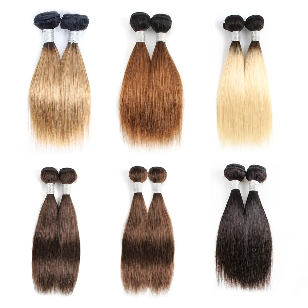 Color Hair Bundles Ombre Blonde Brown Bob Weave: 10 12 Inch Straight ...