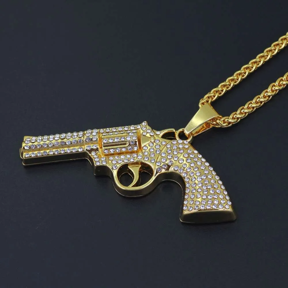 Fashion Pistol Gun Pendant Necklace For Men Western Alloy Cuban Chain ...