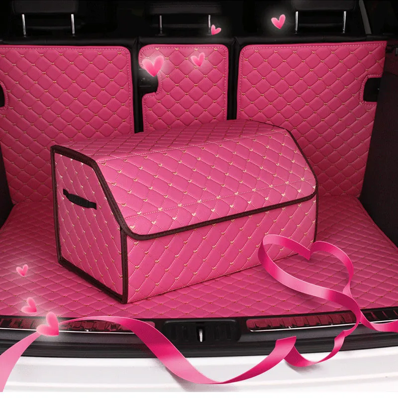 High Capacity Pink Leather Suv Luggage Storage Multi Use Trunk ...