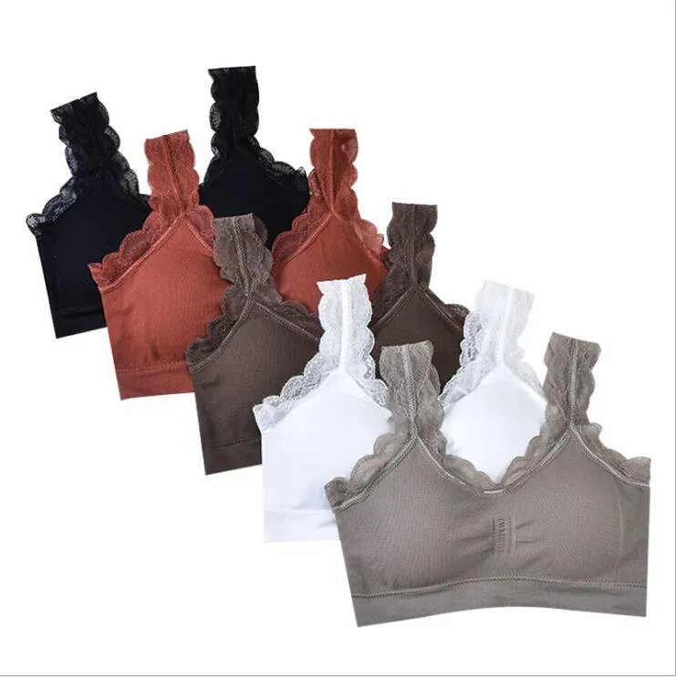 Yoga Bra Lace Trim Sports Crop Top: Push-Up Soft Sleep Fitness Vest ...
