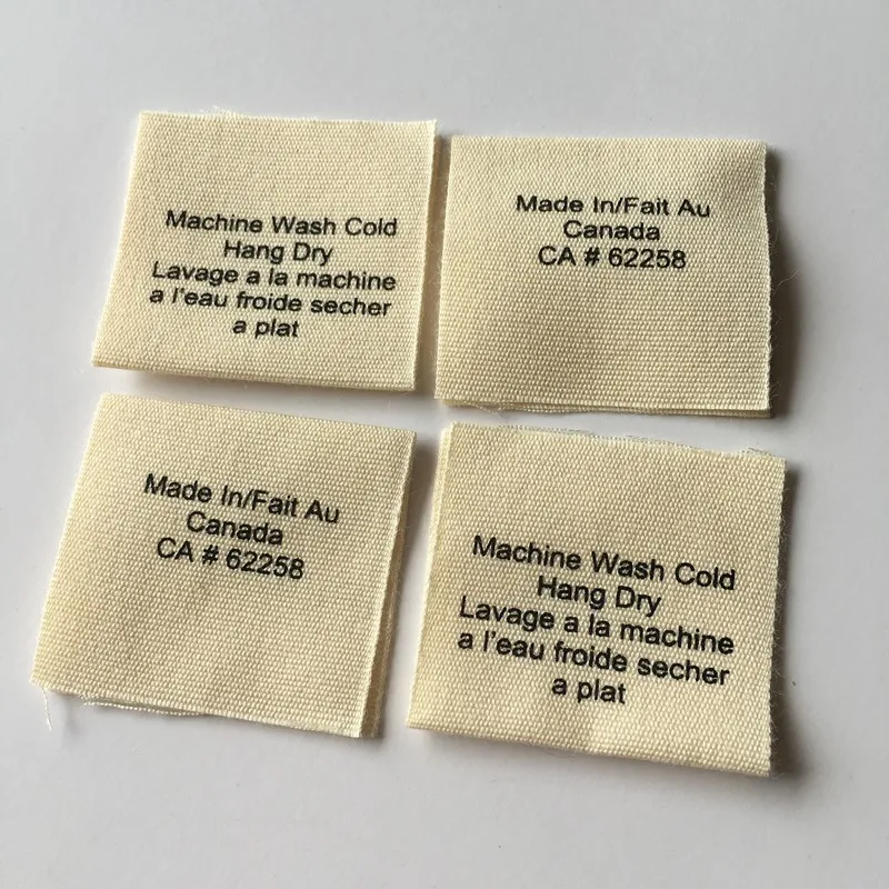 100% Cotton Clothing Labels For Silk Screen Printing Custom Tags ...