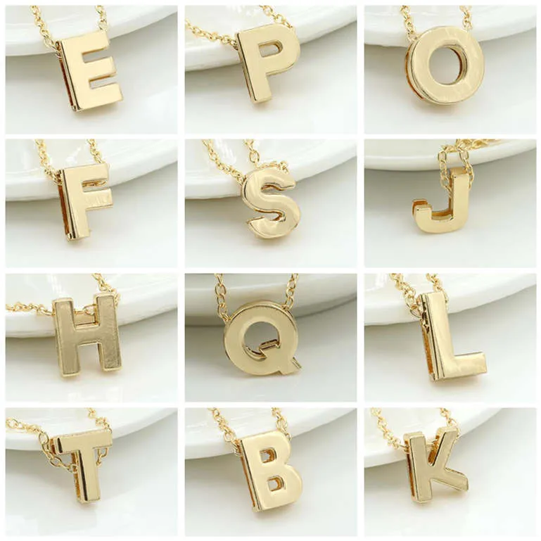 DAN387 Letter Necklaces 26 Letters Alphabet Pendant Clavicle Chain ...
