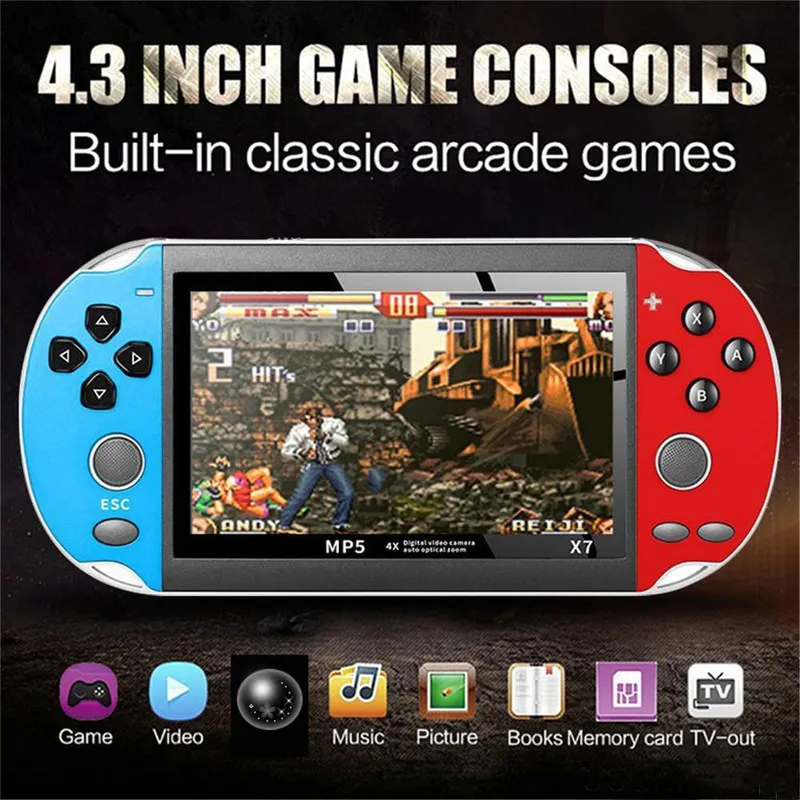 Retro Console Handheld 4.3 Inch Portable Arcade Game Player With Dual ...