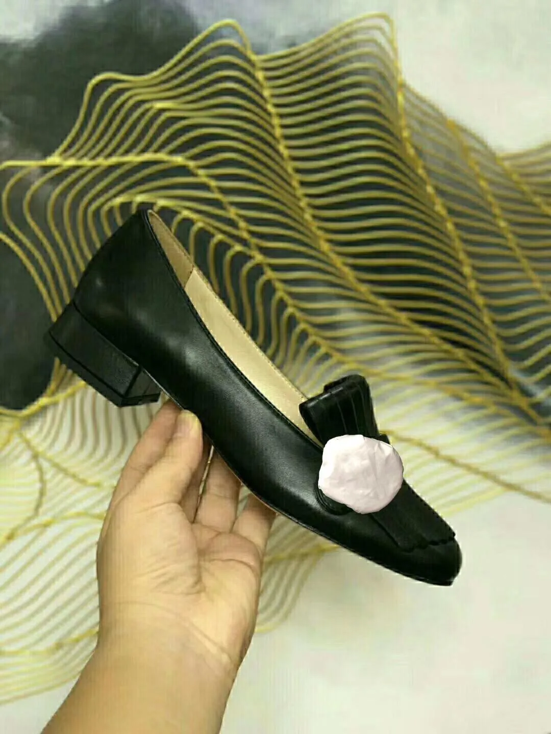 Classic Mid Heeled Boat Shoe Womens Designer Shoes Leather Thick Heel ...