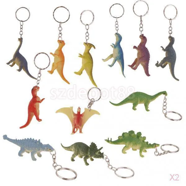 DHgate.com:24Pcs Dinosaur Keychains Set, Resin Cartoon Animal Keyrings ...
