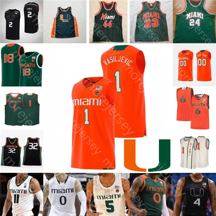 Custom Hurricanes Basketball Jersey NCAA College Chris Lykes Dejan ...