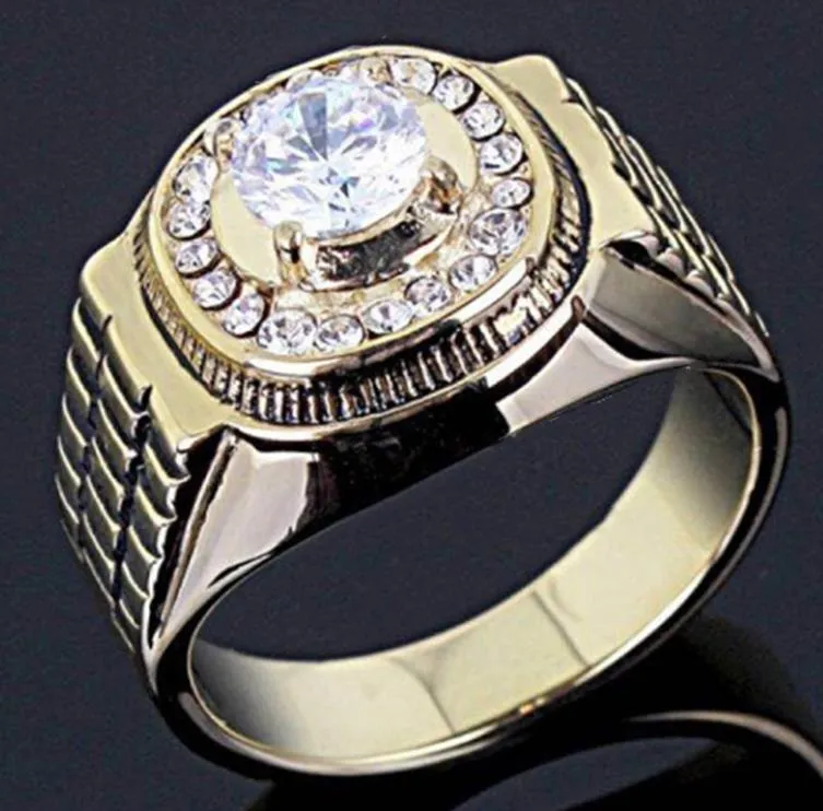 Golden Link Ring: Men's Watch Ring Band Design With Micro Pave CZ Stone ...