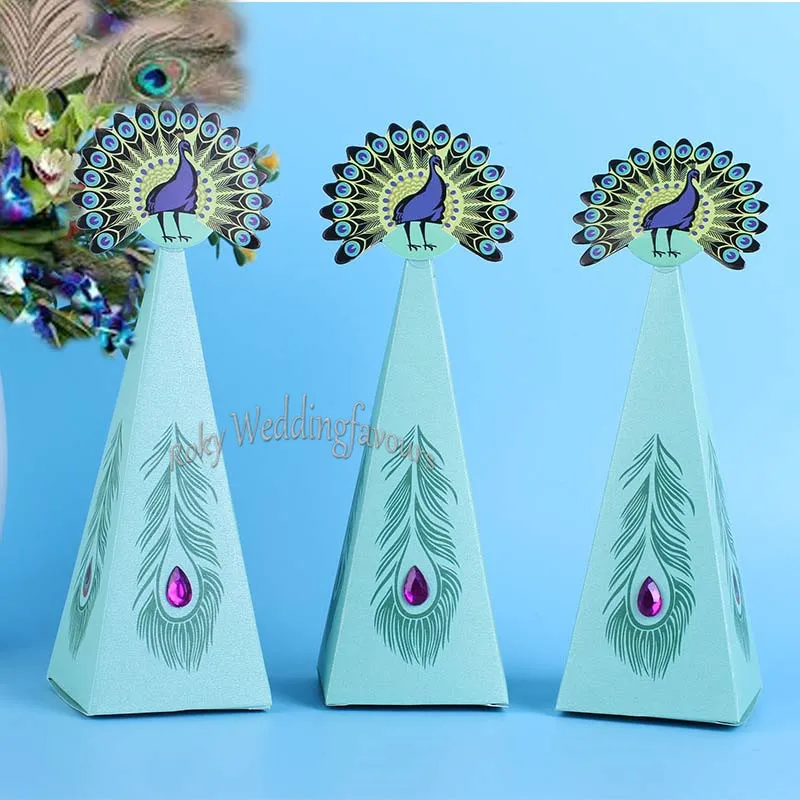 Peacock Favor Boxes Birthday Peacock Theme Party Supplies Wedding ...