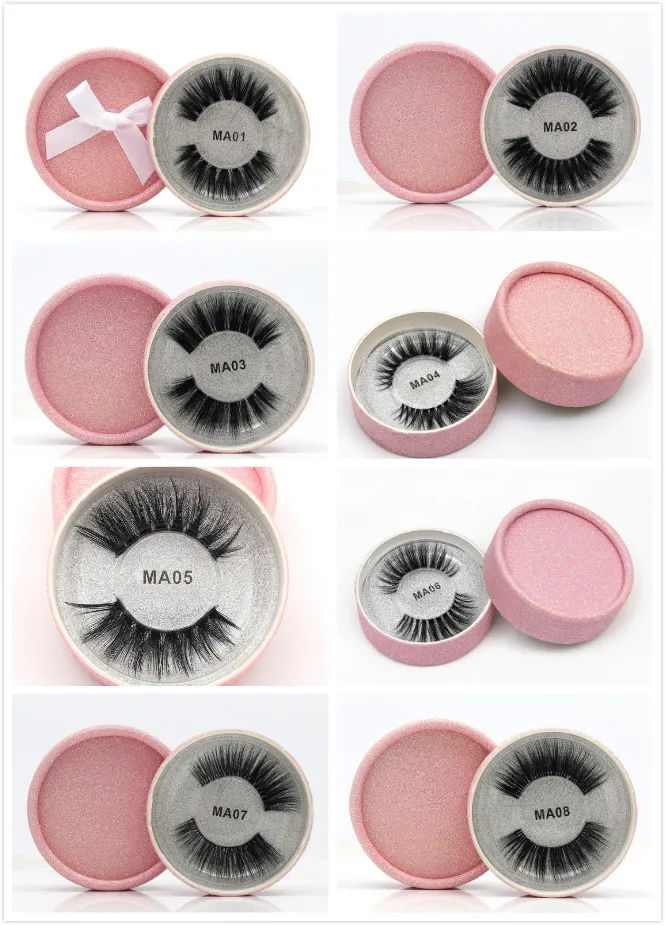 24 Styles Of 22CM Natural Thick 3D Pink False Lashes With Pink Boxes ...