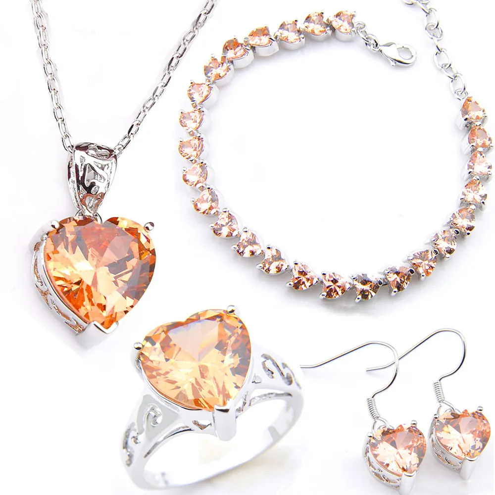 DHgate.com:Sterling Silver Morganite Bridal Jewelry Set: Heart Crystal ...