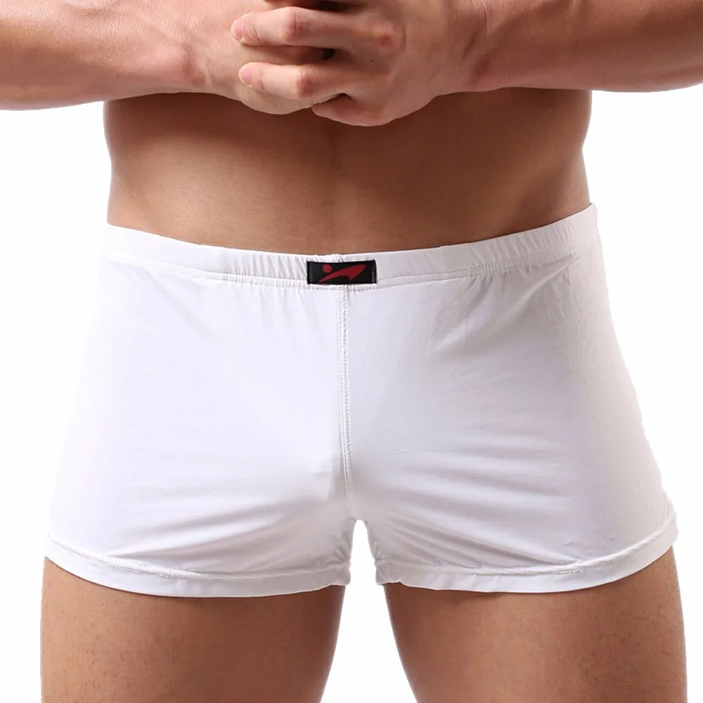 Mens Solid Breathe Men In Boxer Briefs With Bulge Pouch Sexy Shorts