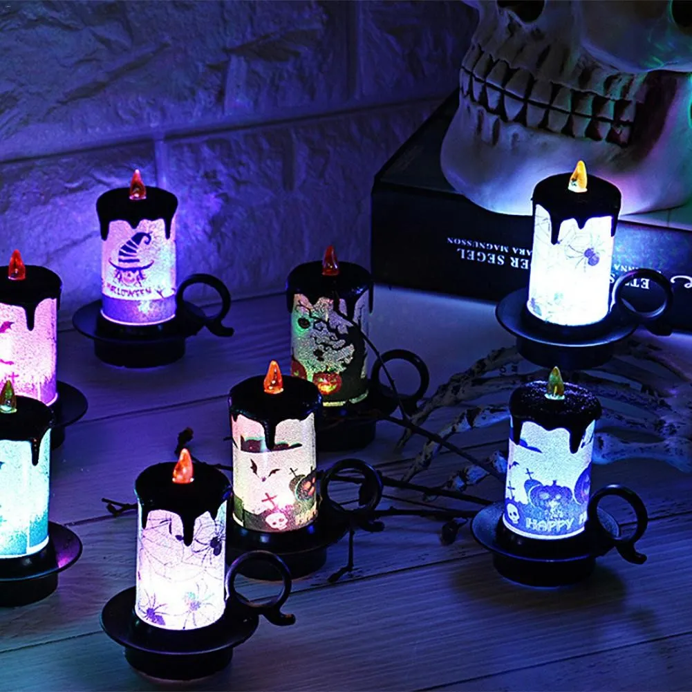 Spooky LED Halloween Candle With Flickering Tea Lights Set Of 3 For ...