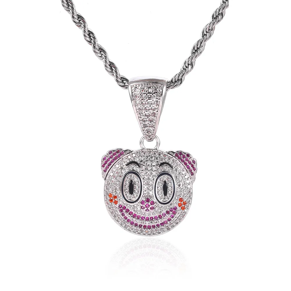 Cute Clown Pendant with Round Face and Diamond Chain - Zircon ...