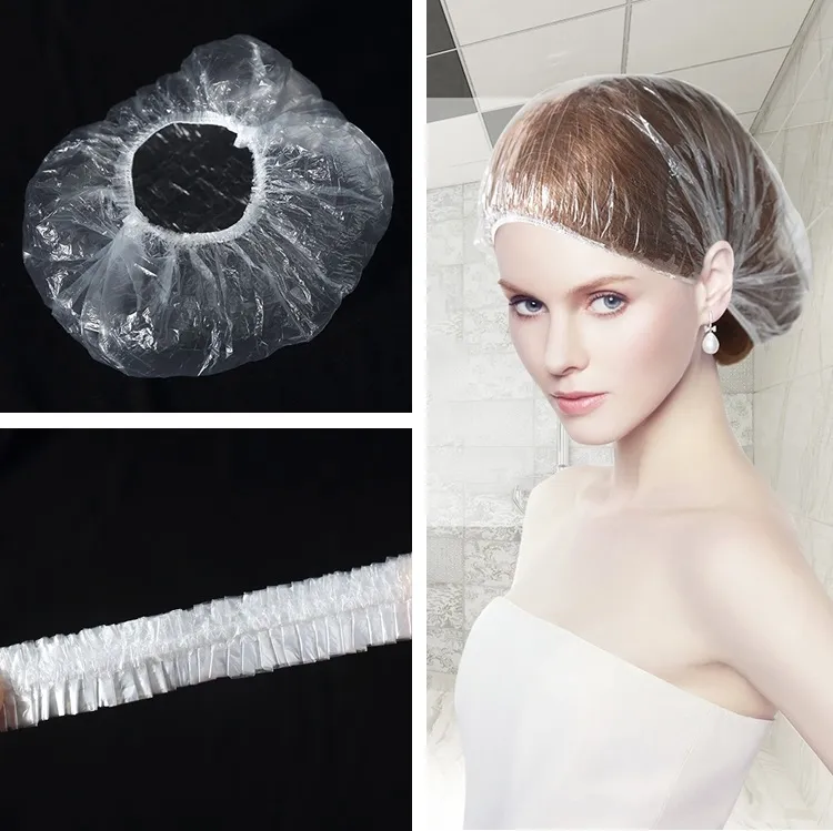 100 Disposable Shower Caps - Waterproof Elastic Bathing Hats, Clear ...