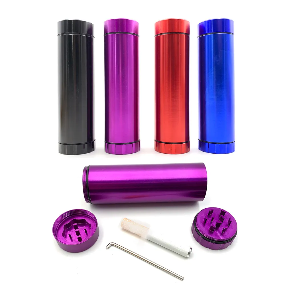 Metal Smoke Pipes Dugout With Herb Grinder: Portable One Hitter Box ...