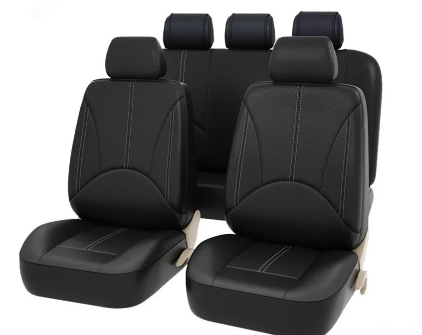 7 Seat Leather Car Seat Covers Universal Fit, Luxury Black, Waterproof ...